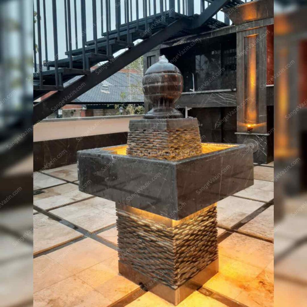 Square Design Stone Fountain | Natural Modern Stone Fountain