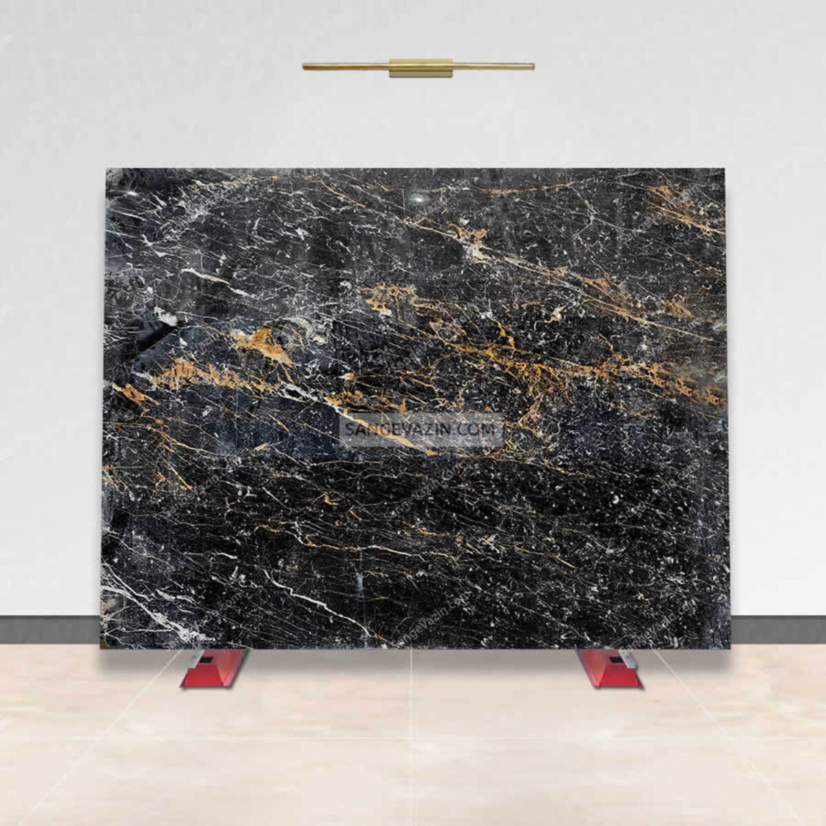 Black Marble Slab With Gold Veins